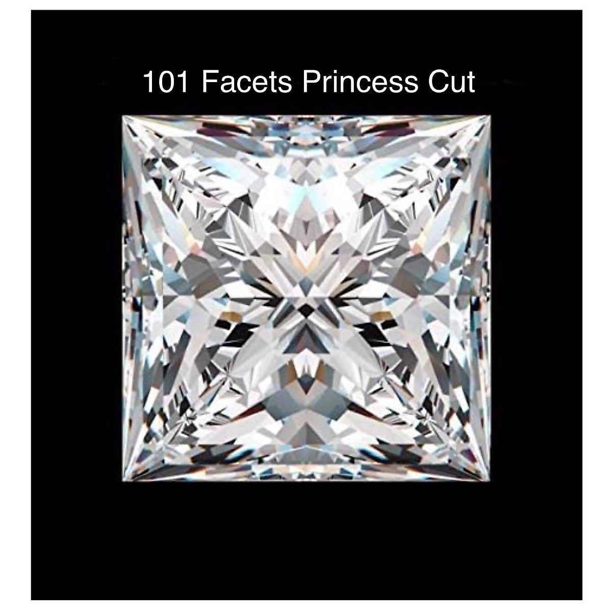 Venetia 101 Facets Realistic Supreme Princess Cut 1.5 Carat Simulated Diamond Ring Band Set 925 Silver Platinum Plated BSQ