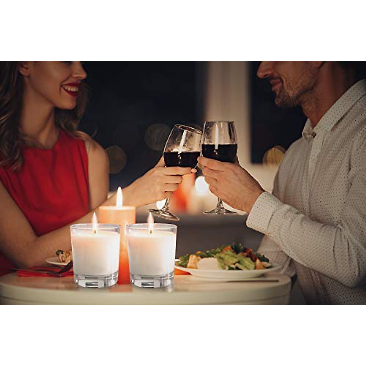 Ampliscent White Scented Glass Votive Candle - Set of 12 | Bulk Pack for Weddings, Bridal Showers or Home Parties and Centerpieces - Sandalwood Vanilla