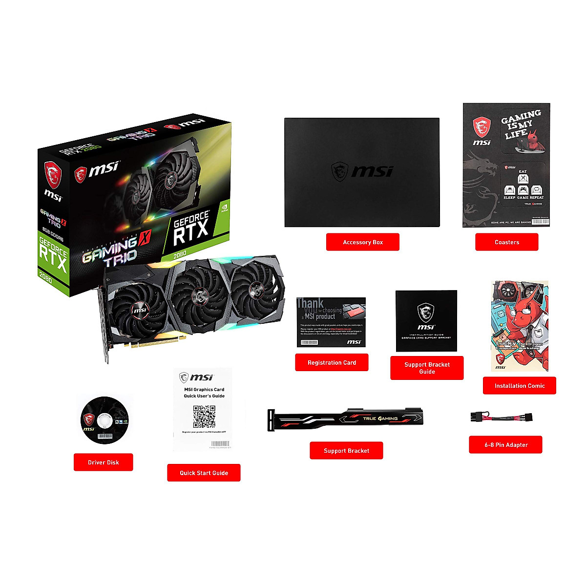 MSI Gaming GeForce RTX 2080 8GB GDRR6 256-bit VR Ready Graphics Card (RTX 2080 GAMING X TRIO)