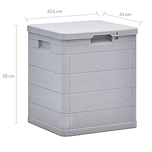 Tidyard Garden Storage Deck Box Plastic 23.8 Gal Lockable Garden Container Cabinet Toolbox for Patio, Lawn, Poolside, Backyard Outdoor Furniture Light Gray 16.7 x 17.3 x 19.7 Inches (W x D x H)