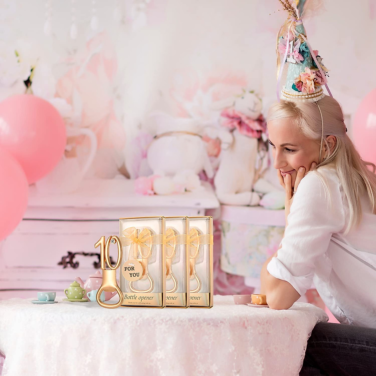 24 Pieces/Packs 10 Bottle Openers for 10th Birthday Party Favors Wedding Anniversary Gidts Decorations or Souvenirs for Guests with Gift Boxes Party Giveaways for Adults (10)