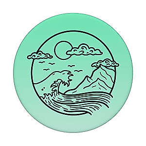 Mountain Scene Design - Ombre Seafoam Mint PopSockets Swappable PopGrip