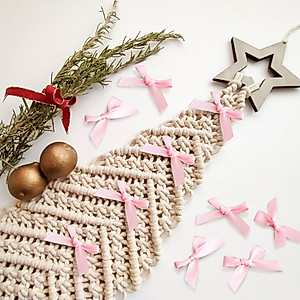 Mxxipp 35pcs Mini Pink Ribbon Bows, Small Satin Ribbon Bow, Cute Soft Bowknot Sewing Accessories for Flowers Bakery Wrapping Christmas Wedding Birthday Party Decoration