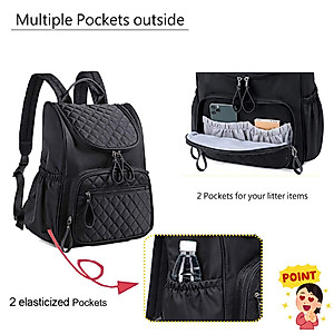 PAOIXEEL Diaper Bag Backpack with Stroller Clips, Lightweight Water-Resistant Nylon Travel Backpack