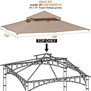 Ontheway 10FT x 10FT Replacement Canopy roof, Model L-GZ136PST for Target Madaga Gazebo