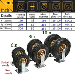 Swivel Caster Wheel Heavy Duty Caster Solid Rubber Wheel, with Tyre Veins Highly-Elastic Moving Silent, for Trolley, Carts, Furniture, Dolly, Replacement Casters