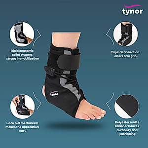 TYNOR Ankle Brace (S(7.2-8.4) inches) (Black)