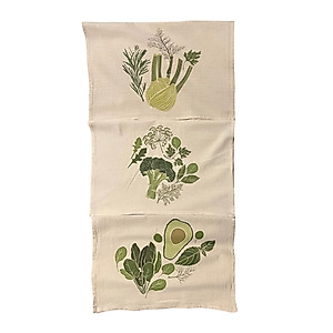 Unbleached Cotton Ecofriendly Flour Sack Kitchen Towels Set of 3 Premium Quality, Highly Absorbent, Vegetable Print