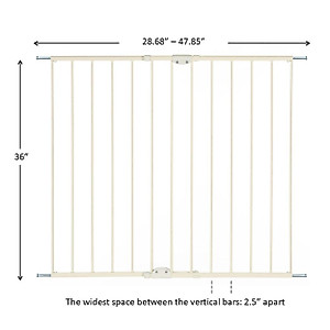Toddleroo by North States Baby Gate for Stairs and Doorways: Tall Easy Swing & Lock Series 2 Child Gate, Fits Openings 28.68"-47.85" Wide. Safety Latch, Hardware Mount. (36" Tall, Warm White)