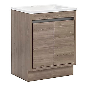 Spring Mill Cabinets Tarni Small Bathroom Vanity with 2-Door Cabinet and White Vanity Top with Sink, 24.5" W x 18.75" D x 32.89" H, Forest Elm