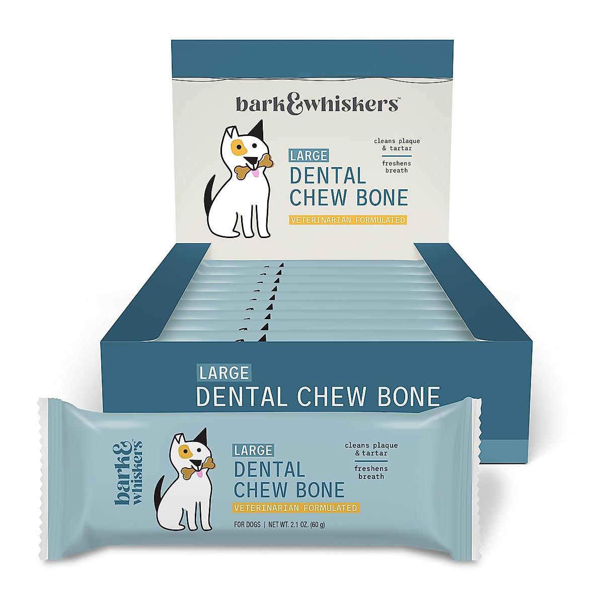 Dr. Mercola, Dental Chew Bones for Dogs, Large, 1 Box (12 Bones), Dog Dental Care That Helps Clean Teeth and Freshen Breath, Non GMO, Soy Free, Gluten Free