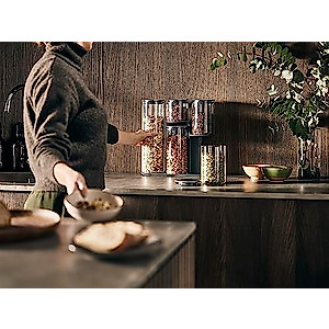 Joseph Joseph Podium 100 Dry Food Storage Container Stand, 5-Piece Set, Stainless-Steel/Glass