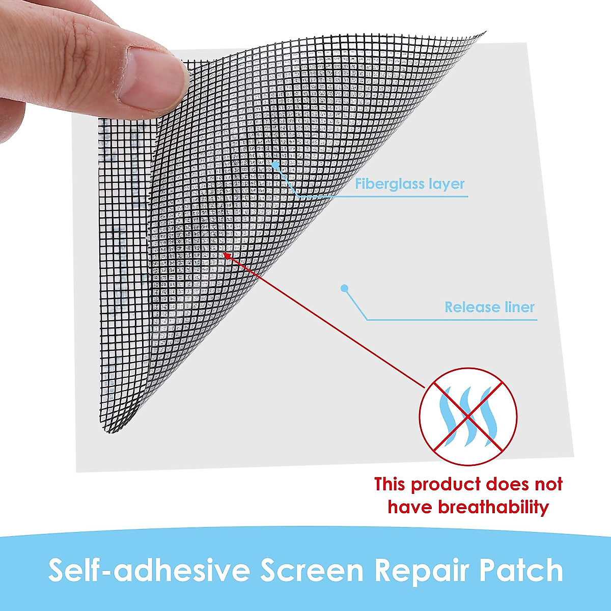Cobee Self-Adhesive Window Screen Repair Patches Kit, 10 Sheets 3 Sizes Screen Door Replacement Repair Kit Fiberglass Mesh Wall Repair Patches Drywall Tools Wall Hole Quick Repair Patch(Black)