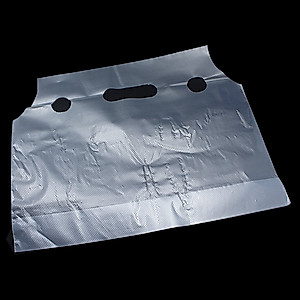 FERENLI 500PCS Clear Handle Drink Drinking Plastic Packaging Bags for Shops Stores Dining Hall Portable Beverage Milk Juice Water Carrier Containers Hanging Hole Liquid Pouches 12.2x11 inch