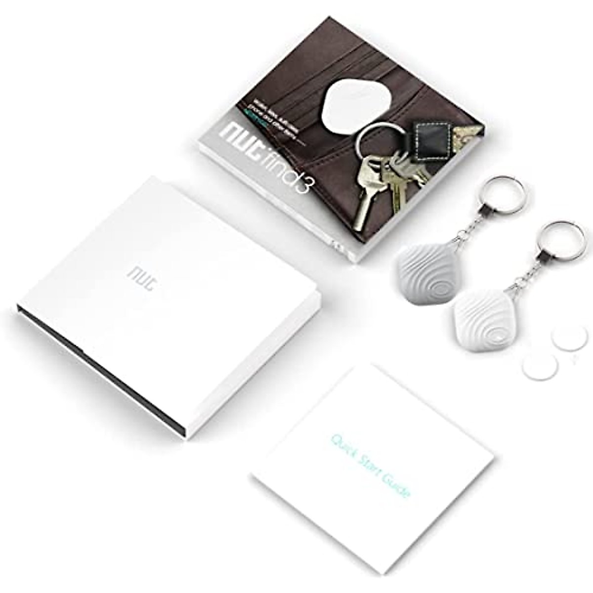 Nutale Key Finder, Bluetooth Tracker Item Locator with Key Chain for Keys Pet Wallets or Backpacks and Tablets, Batteries Include (1 White & 1Gray, 2 Pack)