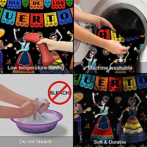 ZTHMOE 72x43inch Polyester Day of The Dead Backdrop Mexican Dia DE Los Muertos Photography Background Fiesta Sugar Skull Flowers Party Decorations Photo Banner Props with Four Holes Easy to Hang