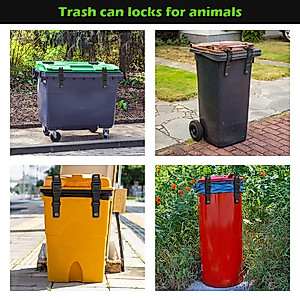 Wuno Shop Trash Can Lid Lock, Bear Proof Trash Can Locks for Animals, Adjustable Trash Can Straps for Raccoon, Garbage Can Lid Locks Outdoor, Trash Bin Buckle Lock - 4 Pack