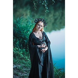 COSUCOS Halo Crown Headpiece Goddess - Black Spiked Zip Tie Headwear Gothic Crowns Queen Festival Headband for Women Wedding Photoshoot Cosplay Butterfly Accessories Pageant Costume