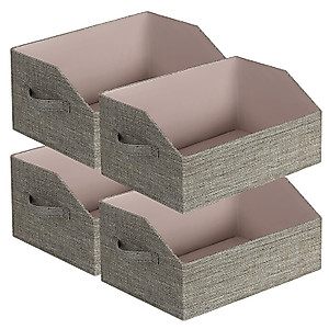 ORGMASTER Closet Organizer Bins, Fabric Storage Bins Foldable Storage Box Shelf Baskets Container Trapezoid Storage Bin for Organizing Home Office Shelves Wardrobe RV, 4 Pack, Coffee