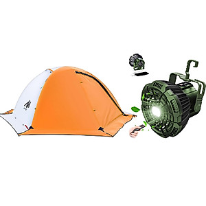 ayamaya Camping Fan + 4 Person Tent, Orange 2 Person Backpacking & Rechargeable Fan with LED Light & Remote Control, 7800mAh Portable Led Light Camping Lantern Fan USB Desk Ceilling Fan