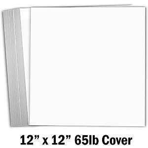 Hamilco White Cardstock Scrapbook Paper 12x12 65lb Card Stock – 25 Pack