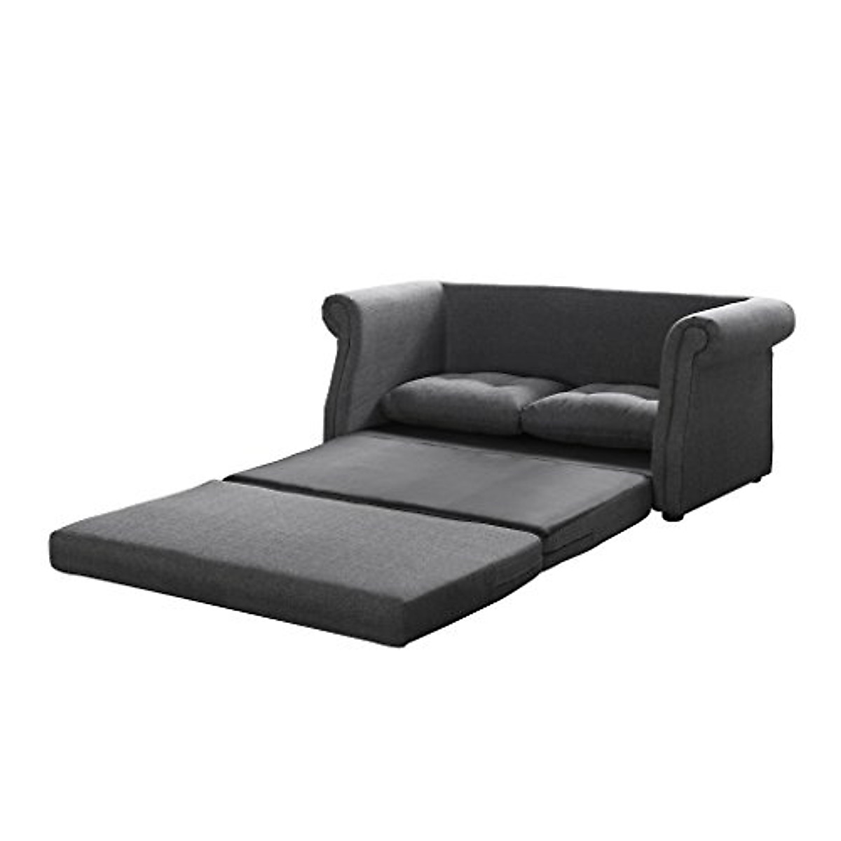 Container Direct Elvin Contemporary Linen Fabric Scroll Armrest Sofa Bed, Dark Grey