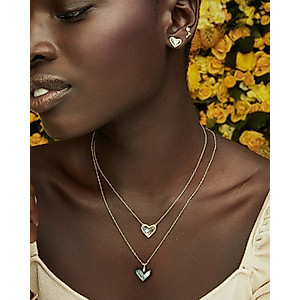 Kendra Scott Ari Heart Pendant Necklace for Women, Fashion Jewelry, 14k Gold-Plated, Dichroic Glass