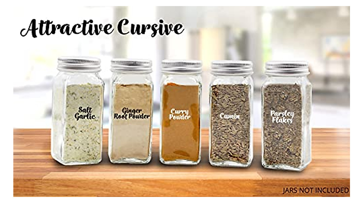 670 Labels: 498 Spice Names + 96 Blank Labels | Most Bold Cursive ...