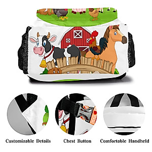 NZOOHY Farm Animals Personalized School Backpack for Kid Boy Girls Primary Daypack Bookbag Custom Name Travel Bag