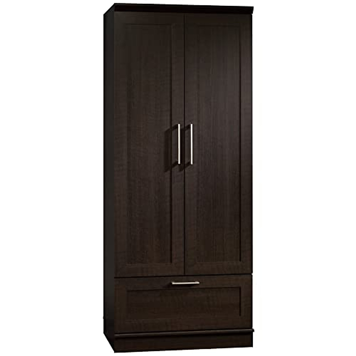 BOWERY HILL Metal Wardrobe Armoire with Garment Rod in Dakota Oak