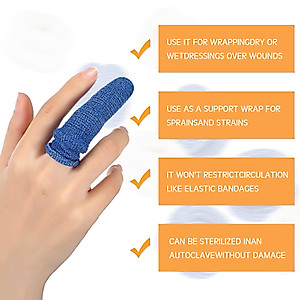 Nuanchu Tubular Bandage Finger Roll Cotton Finger Cot Elastic Finger Gloves Finger Dressings Finger Tips Bandage Tubular Gauze Blue White Bandages for Fingers Sprains and Swelling 15 x 600 mm(20 Pcs)