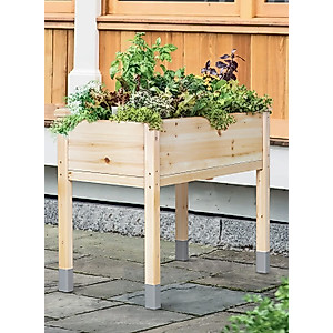 MIXC Wooden Raised Garden Bed with Legs, 48”L X 24”W, Elevated Reinforced Large Planter Box for Vegetable Flower Herb Outdoors - Beam and Column Structure - Unmatched Strength Outlast