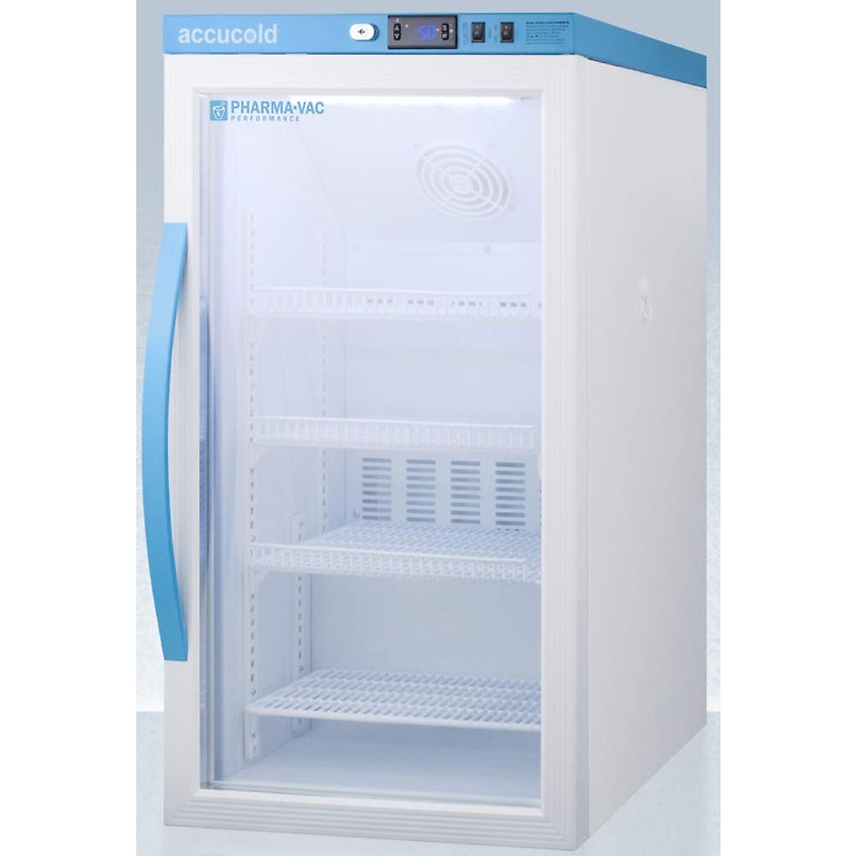 Summit Appliance ARG3PV Pharma-Vac Performance Series 3 Cu.Ft. Counter Height Commercial Vaccine All-Refrigerator with Glass Door, Automatic Defrost, Digital Thermostat and White Cabinet