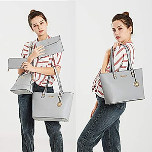 Soperwillton Handbag for Women Wallet Tote Bag Shoulder Bags Top Handle Satchel 5pcs Purse Set