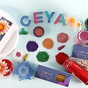 Ceya 3.5oz/ 100g Holographic Ultra Fine Glitter Powder Laser Royal Blue Glitter 1/128” 0.008” 0.2mm for Slime Epoxy Resin Craft Tumbler Jewelry Nail Art Festival Makeup Painting Wedding Cards