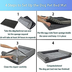 Dog Beds for Large Dog Orthopedic Dog Bed for Large Dogs Egg Foam Sofa Dog Bed with Waterproof Lining Large Dog Bed with Removable Washable Cover Nonskid Bottom Dog Crate Bed,XL 42x30x7.5Inch, Grey