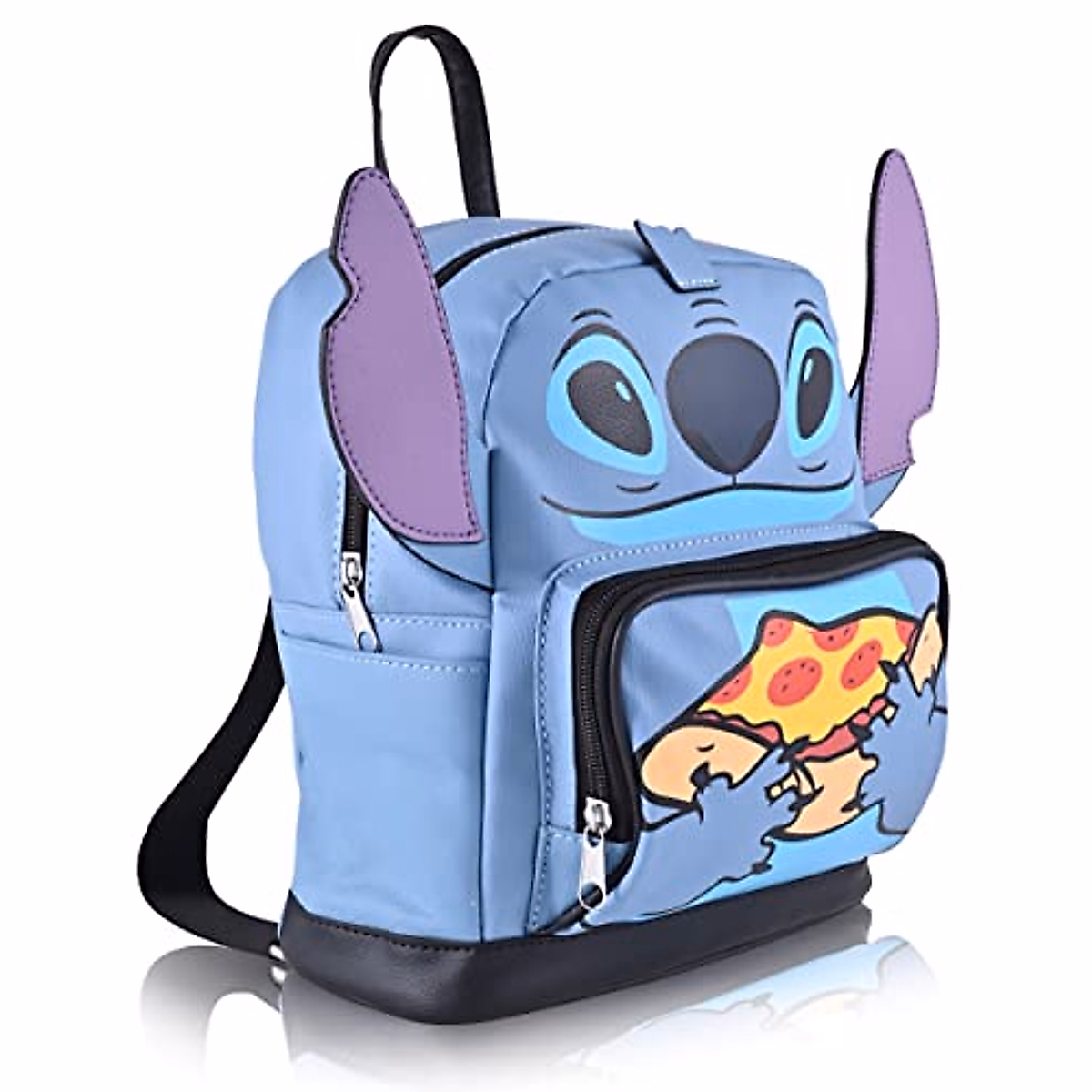 Disney Lilo and Stitch Mini Backpack for Adults and Teens Womens Double Strap Shoulder Bag (Blue Pizza)