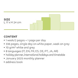 Legami - Large Weekly & Daily Planner, 12 Months, January 2024 December 2024, Detail Days at the top, Week Vision at the bottom, 17x24 cm, Color Crystal blue