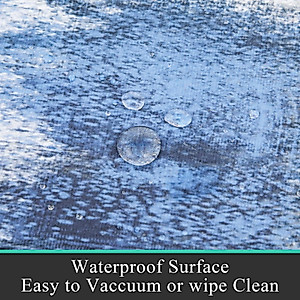 Pauwer Kitchen Rug Sets 3 Piece with Runner Farmhouse Kitchen Rugs and Mats Non Skid Washable Cushioned Kitchen Area Rug Floor Mat Waterproof Runner Rugs for Hallway Kitchen Laundry Room, Blue