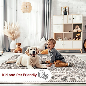 nuLOOM 2x3 Becca Traditional Tiled Area Rug, Beige, Faded Transitional Design, Stain Resistant, For Bedroom, Dining Room, Living Room, Hallway, Office, Kitchen, Entryway