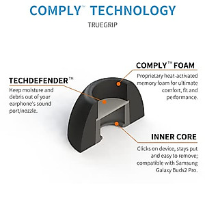 Comply Foam Ear Tips Designed for Samsung Galaxy Buds2 Pro | Ultimate Comfort | Unshakeable Fit | Assorted, 3 Pair, Black