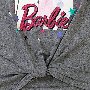 Barbie Little Girls Knotted Long Sleeve Graphic T-Shirt & Leggings Grey/Black 7-8