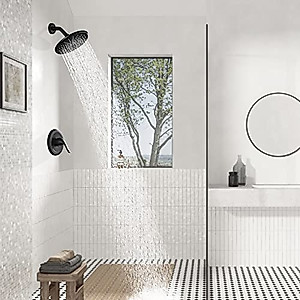 PARLOS Shower Faucet with Valve, Single-Handle Shower Trim Kit with Rain Shower Head, Wall Mounted Shower System, 1436404