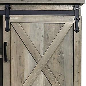 GHQME Sliding Barn Door TV Stand，58 Inch Storage Table，Wood Universal Stand，Living Room Storage Shelves Entertainment Center