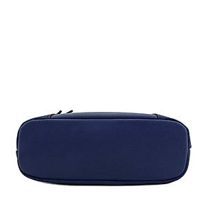 FashionPuzzle Triple Zipper Pocket Medium Crossbody Bag (Navy)