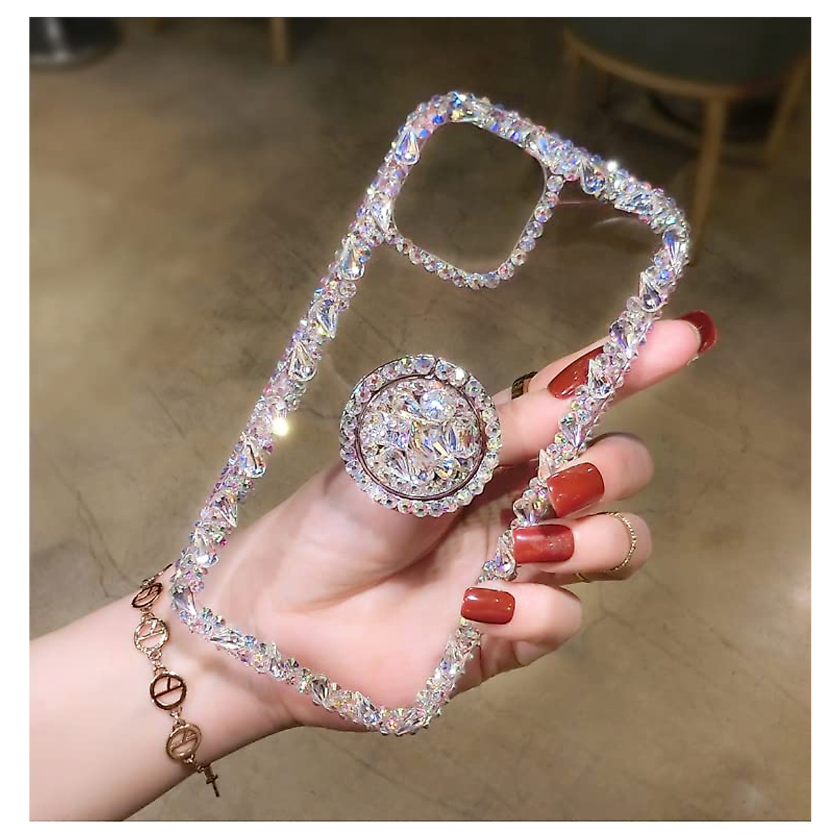redecarie for Galaxy Note 10 Plus Case,Luxury Bling Glitter Diamond Ring Holder Kickstand Sparkle Crystal Rhinestone Women Girls Kids Clear Protective Phone Cover for Samsung Galaxy Note 10 Plus