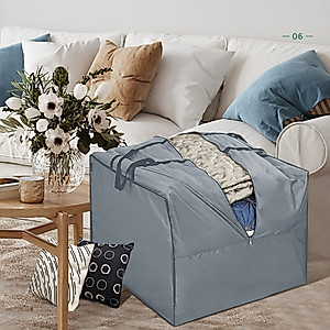 boyspringg Outdoor Cushion Storage Bag, 420D Waterproof Fabric, Outdoor Cushion Storage, 32'' x 32'' x 24'', Patio Cushion Storage Bag for Outdoor Furniture, Cushion, Pillow etc.（Grey）