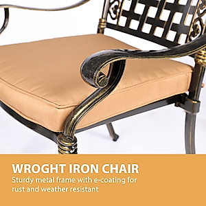 W WARMHOL Cast Aluminum Outdoor Dining Chair Set of 2, Bistro Dining Chair Set with Extra Wide Seat and Cushion for Patio Furniture Garden Deck Backyard