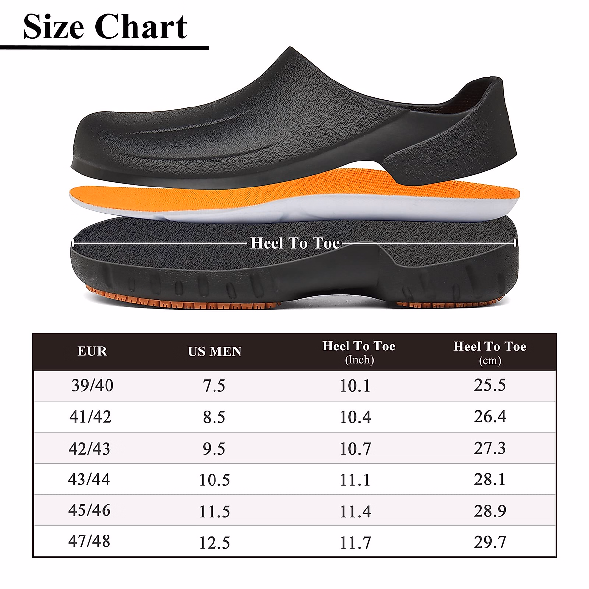 Men's Non Slip Work Shoes for Chef, Oil Resistant Chef Shoes for Men, Food Service Shoes for Restaurant, Zapatos de Cocina para Hombres Black
