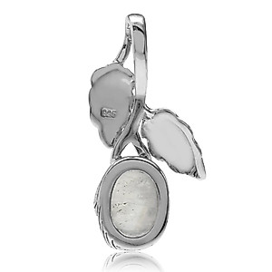 Silvershake Natural Moonstone 925 Sterling Silver Leaf Vintage Inspired Pendant